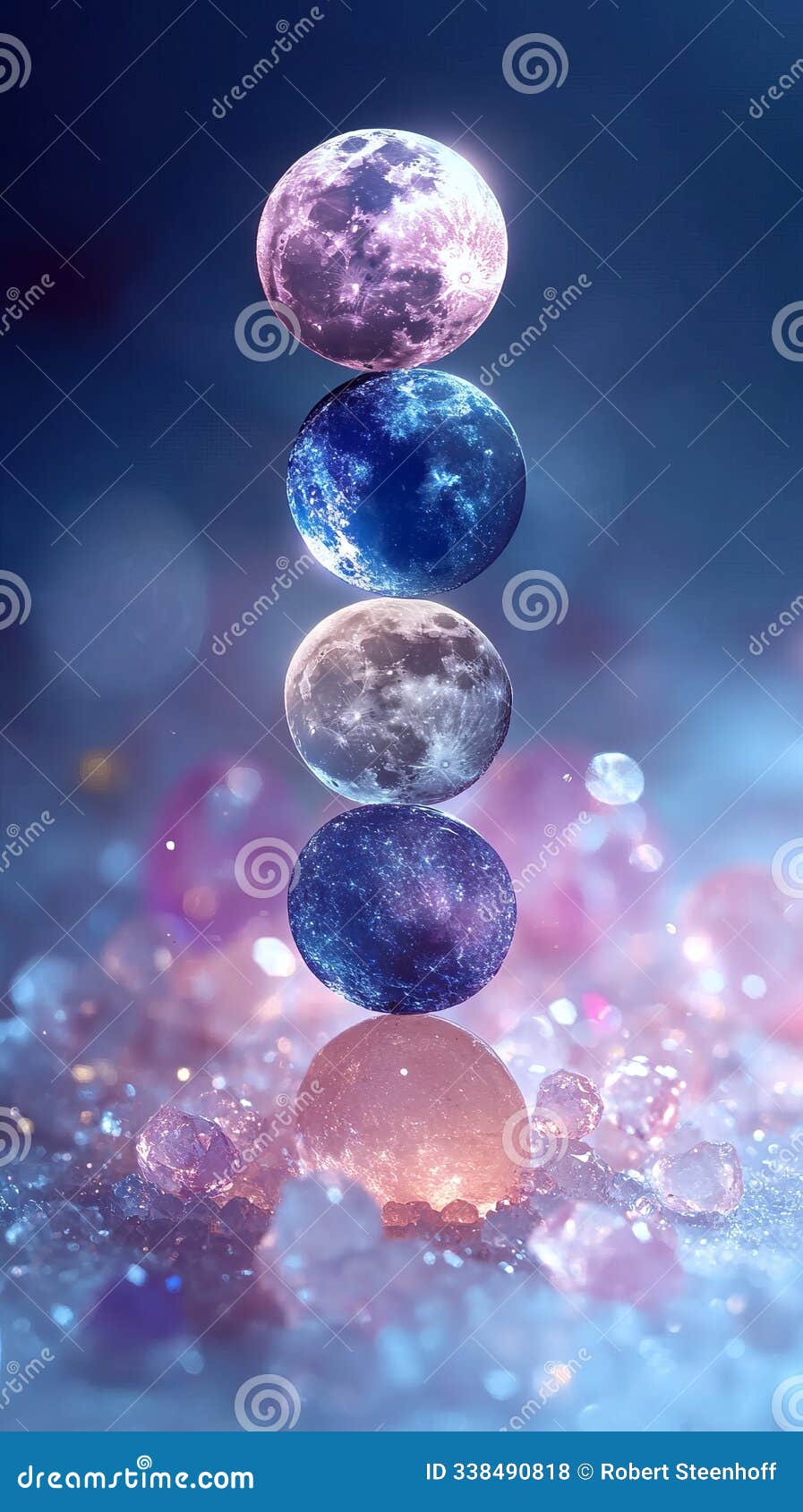 Five Moons are Stacked on Top of Each Other. Stock Illustration ...