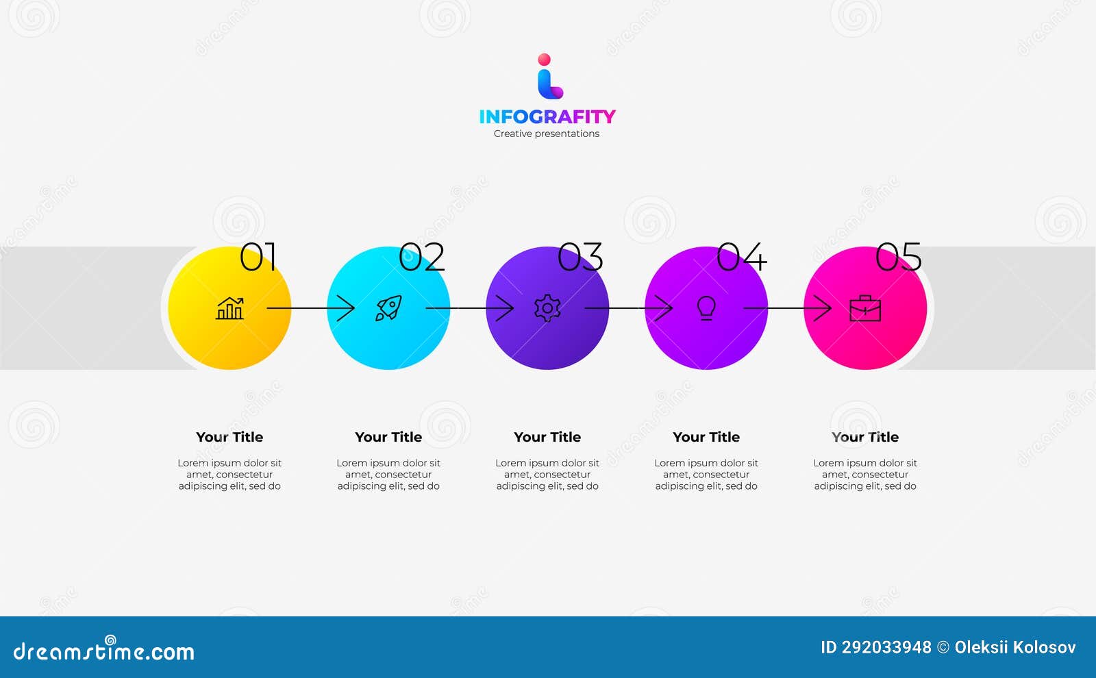 Five Multi-colored Circles Arranged in a Row. Business Data ...