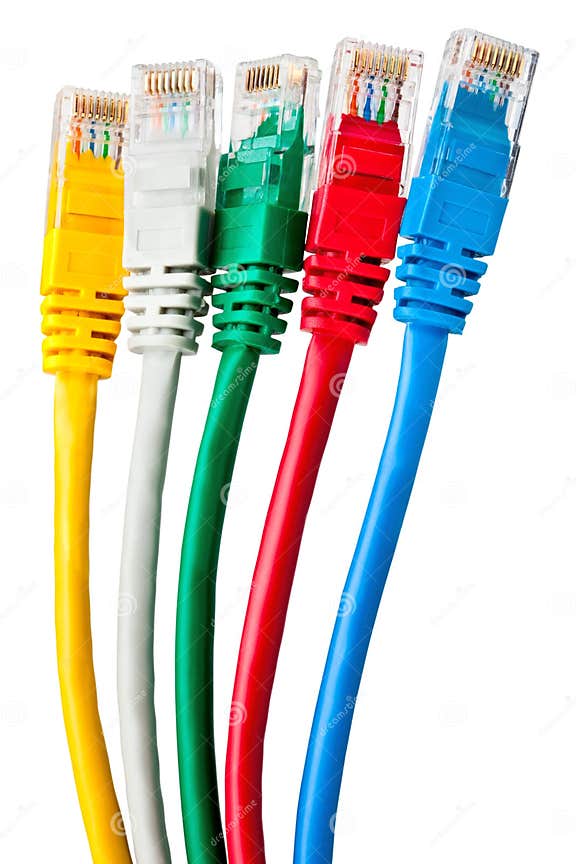 Five Multi-colored Patch Cord Stock Image - Image of network ...