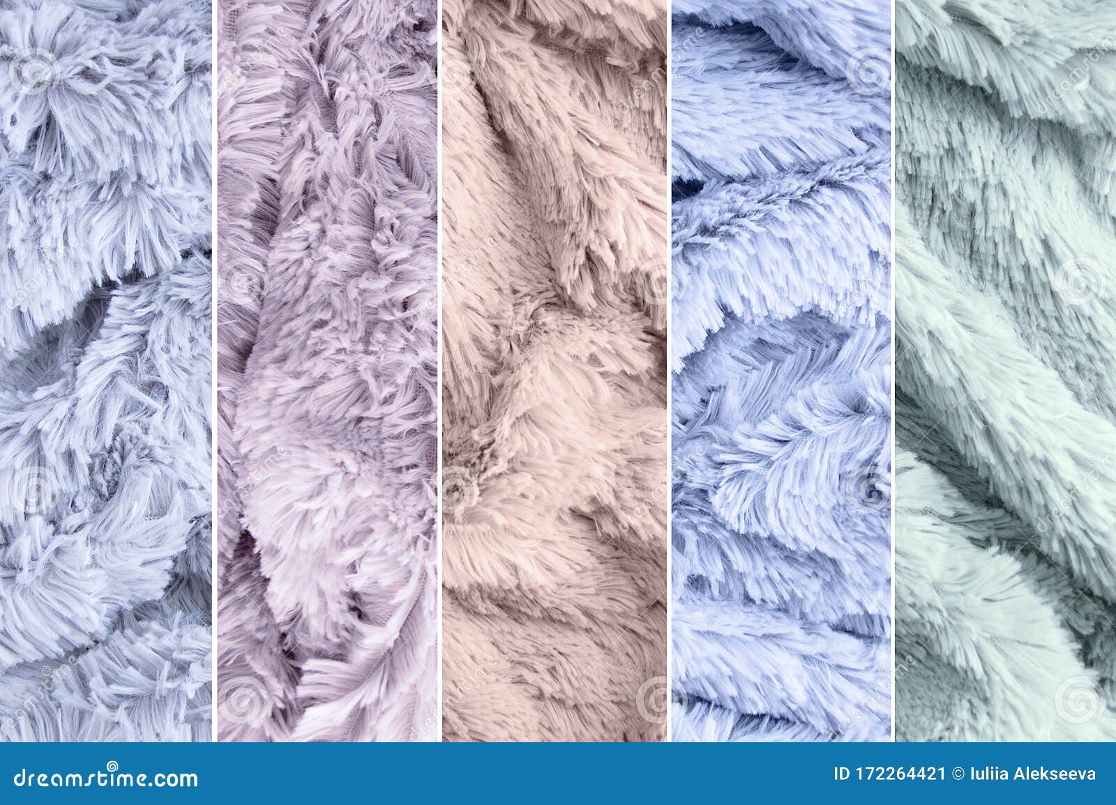 Five Multi-colored Samples of a Furry Fluffy Plaid Stock Image - Image ...