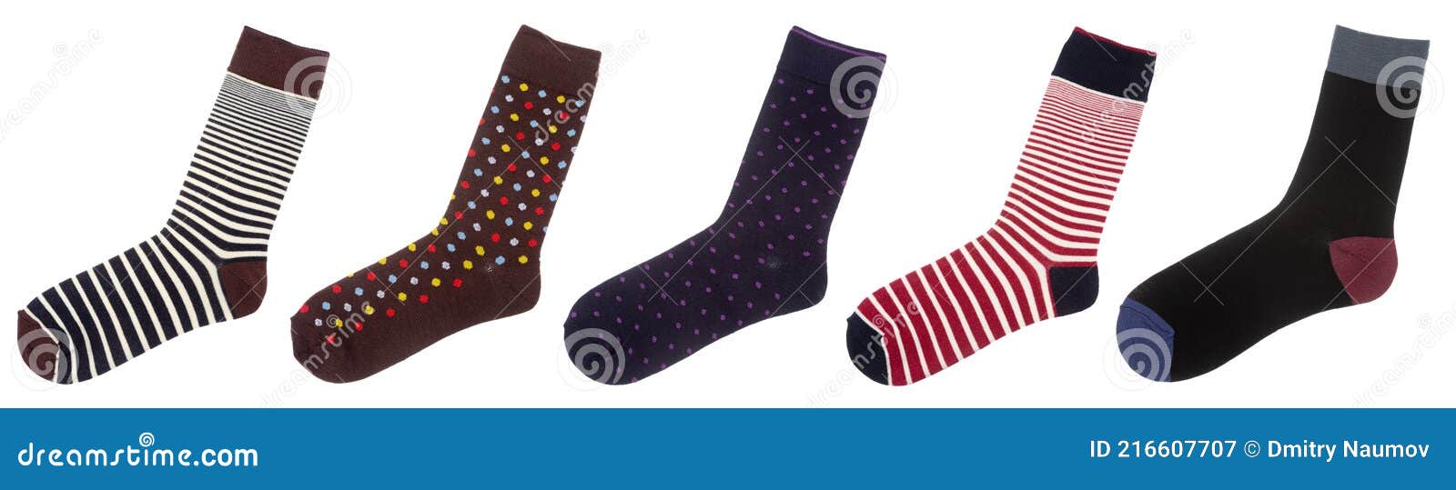 Five Multi-colored Socks Isolated on White Stock Image - Image of gift ...