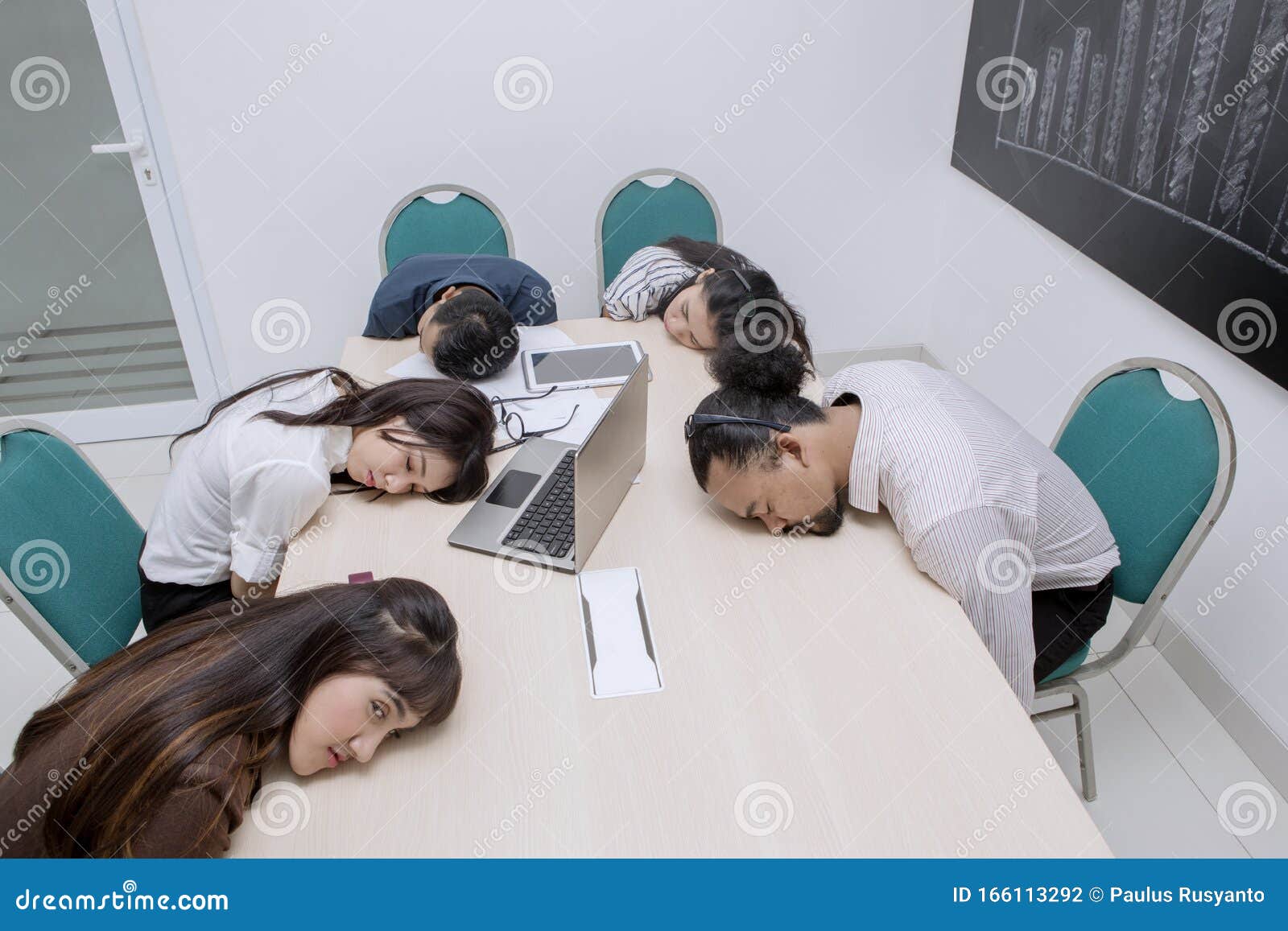 Five Business People Sleeping while Working Stock Photo - Image of ...