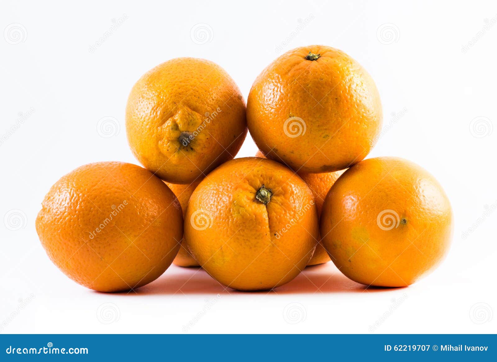 Five Nicely Colored Oranges on a White Background - Front and Back Next ...