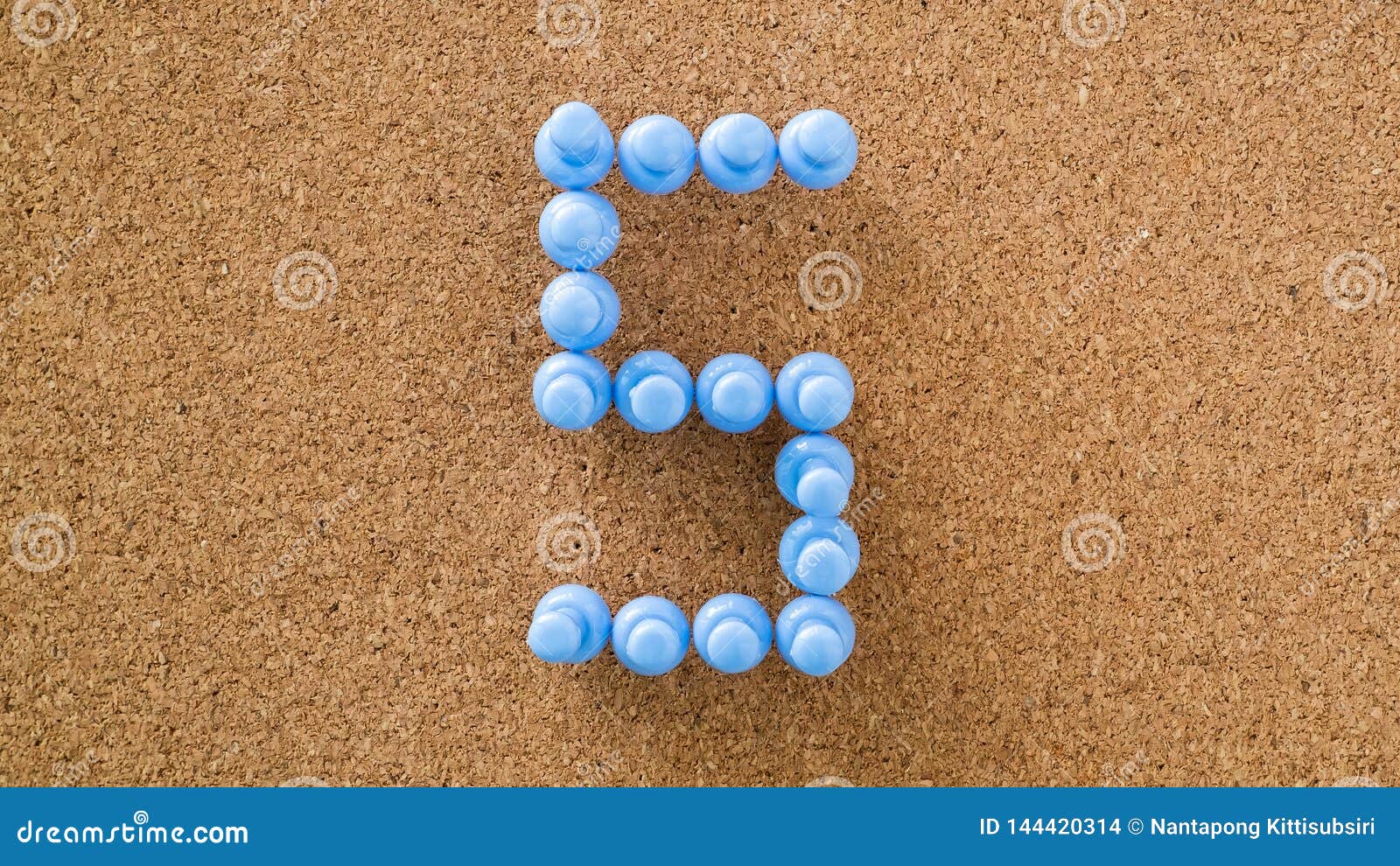 Five, Number Made by Pastel Blue Pushpin on Cork Board Texture Stock ...
