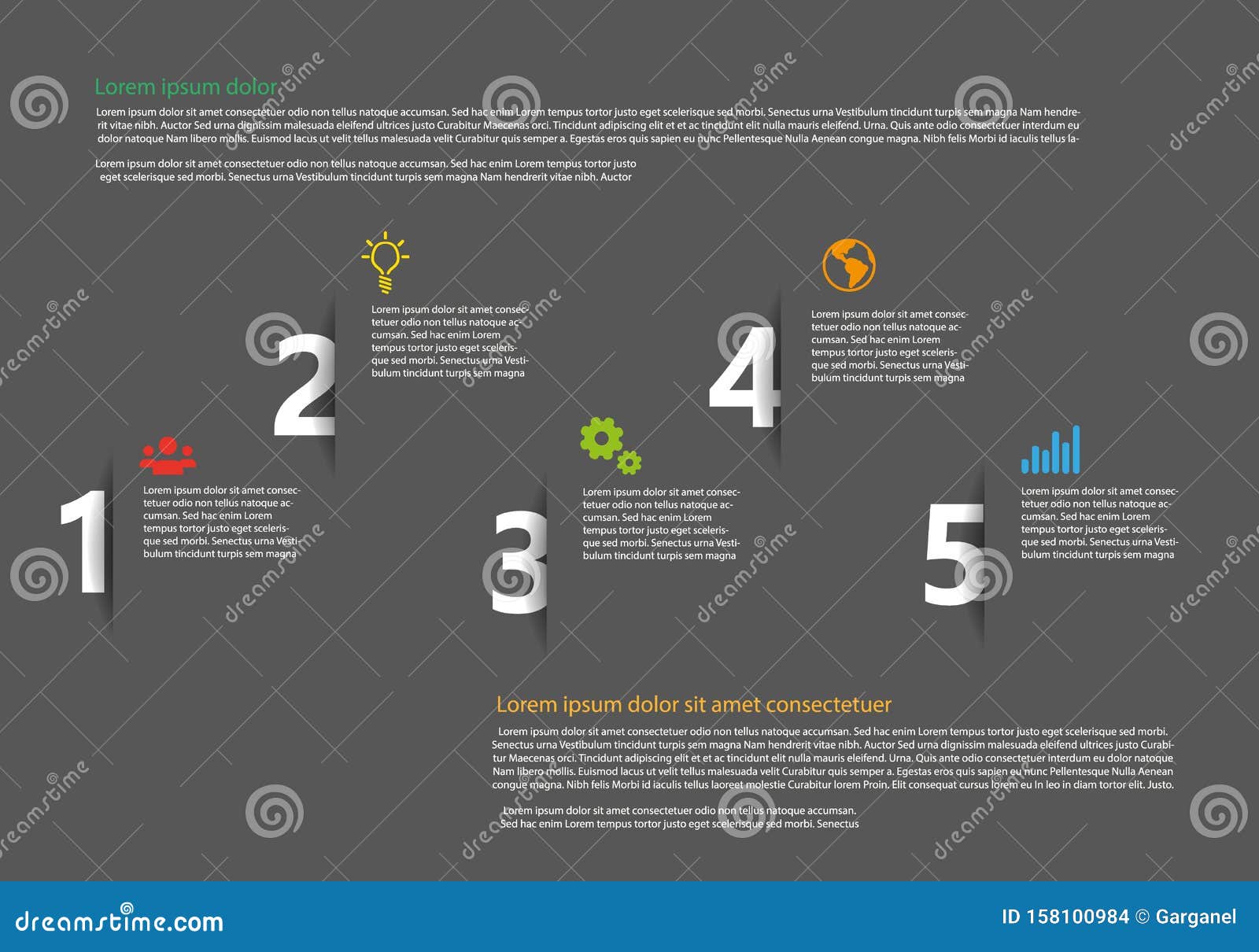 Five Number Points Paper Cut Style Template on Gray Background - Vector ...