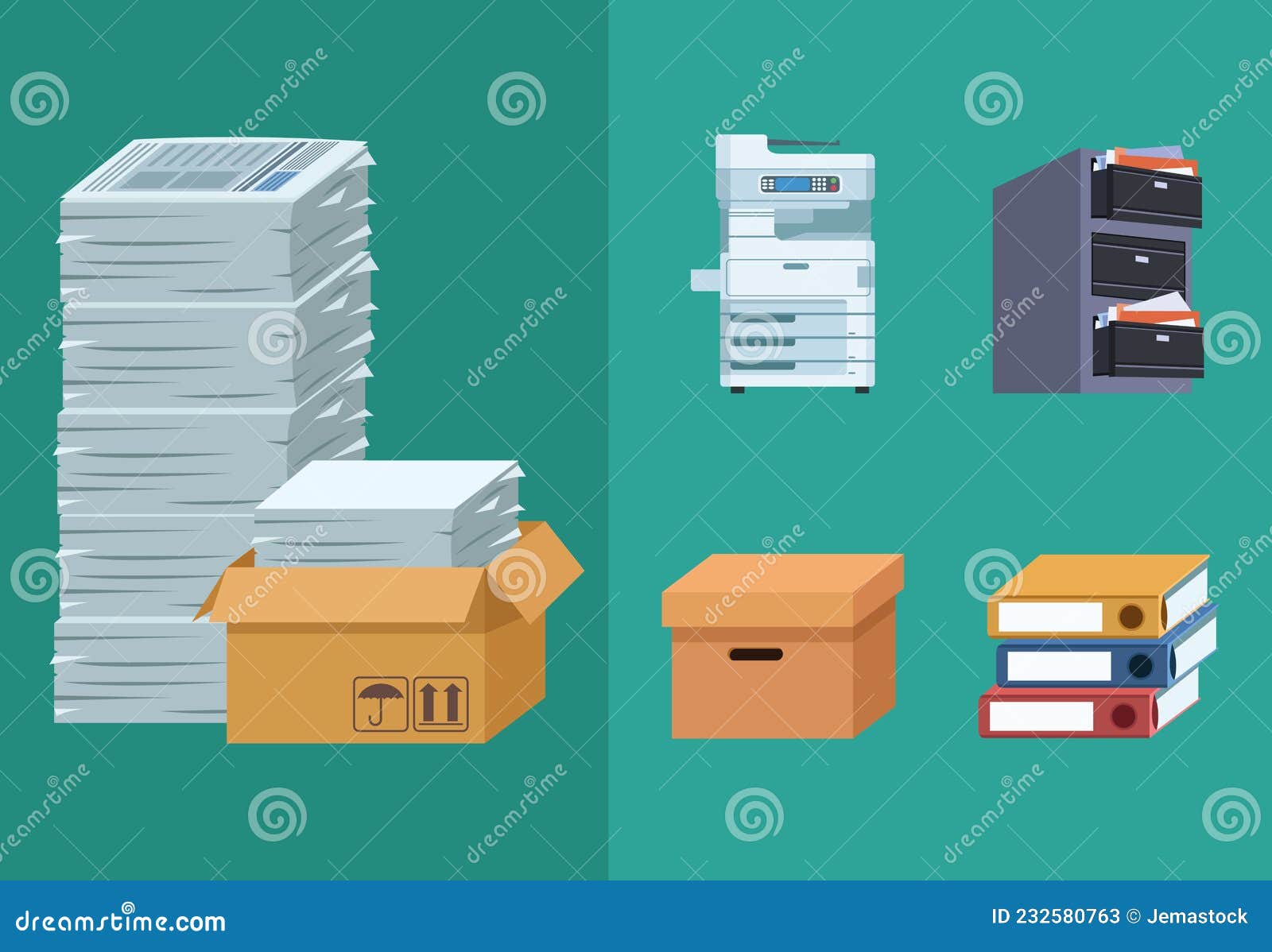 Office Paperwork Deadline Cartoon Poster Vector Illustration ...