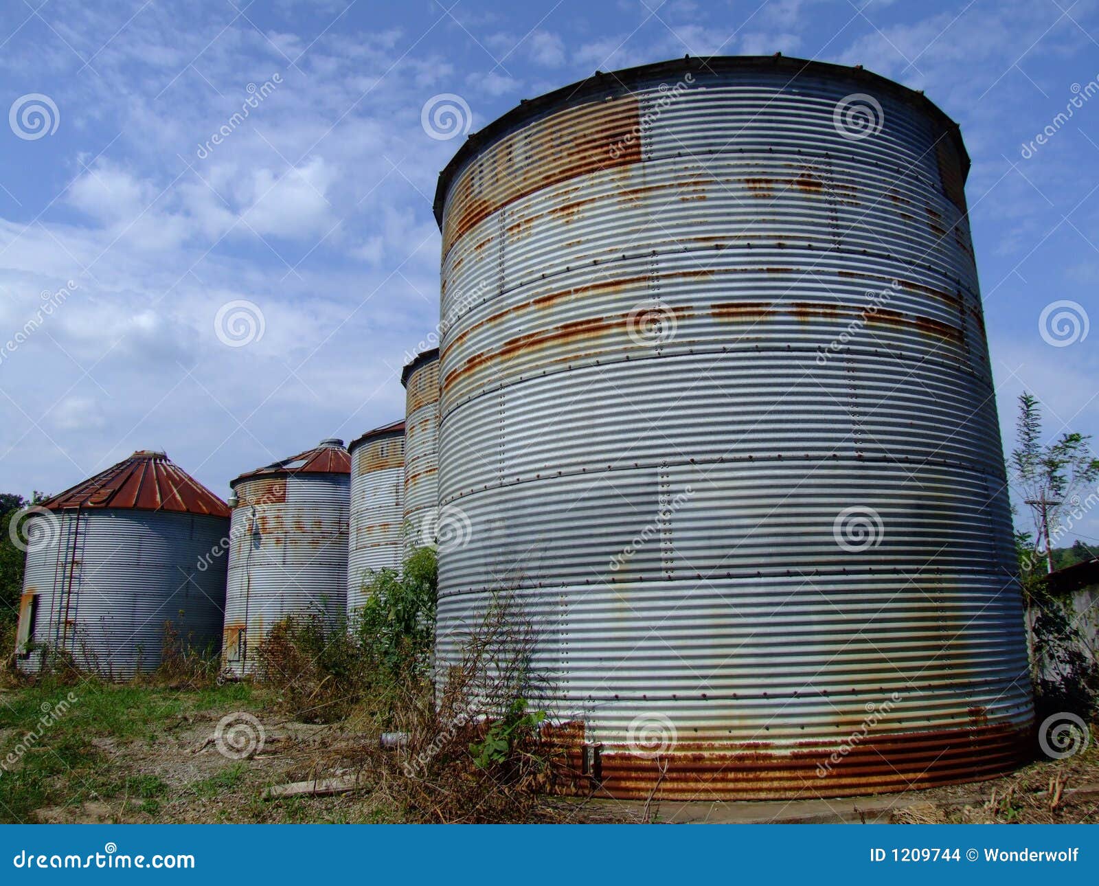 Five Old, Rusty Empty Silos Stock Photo - Image of animal, storage: 1209744
