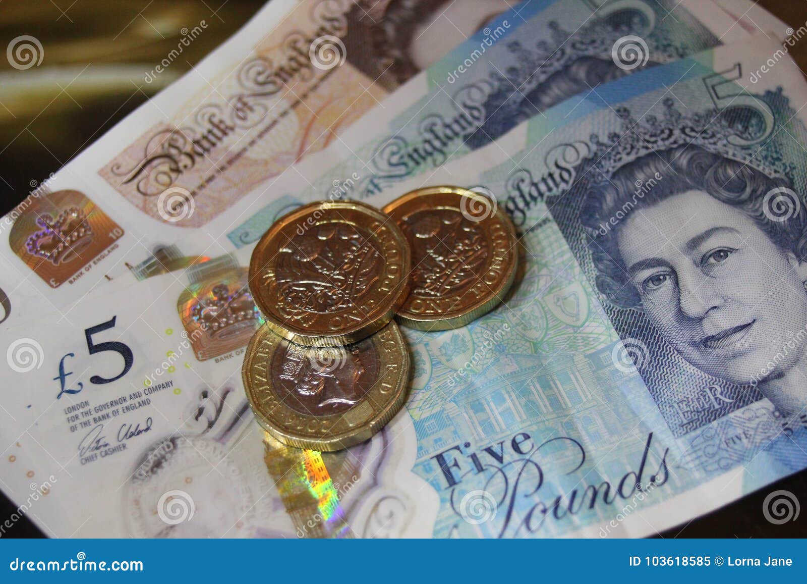 Ten Five One Pound Coin Note 10, 5, 1, Five One Pound Coin Note Polymer ...