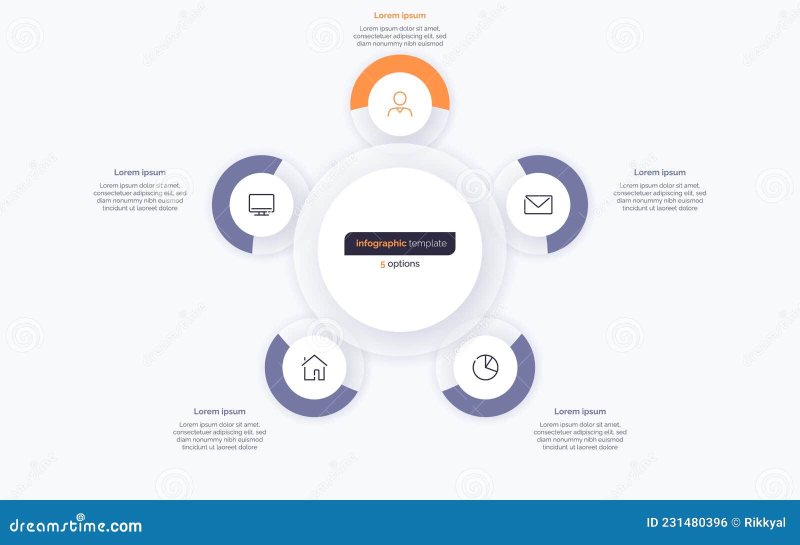 Five Option Circle Infographic Design Template. Vector Illustration ...