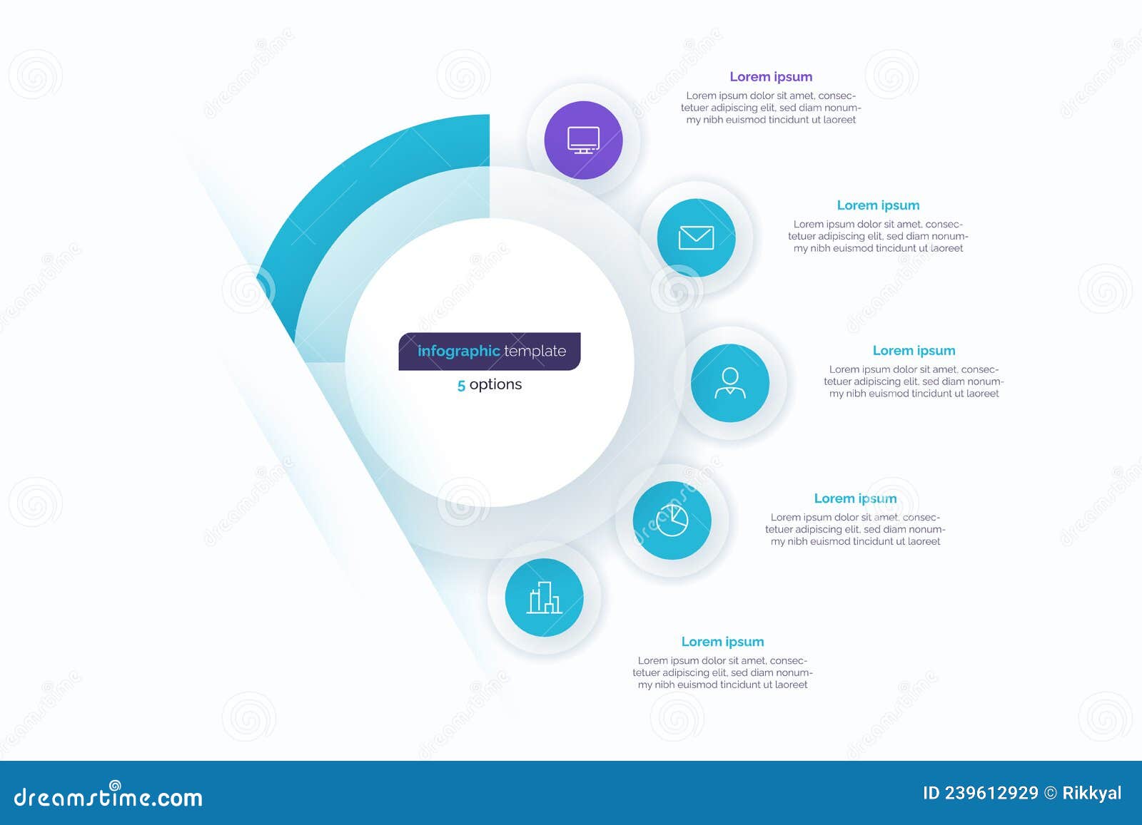Five Option Circle Infographic Design Template. Vector Illustration ...
