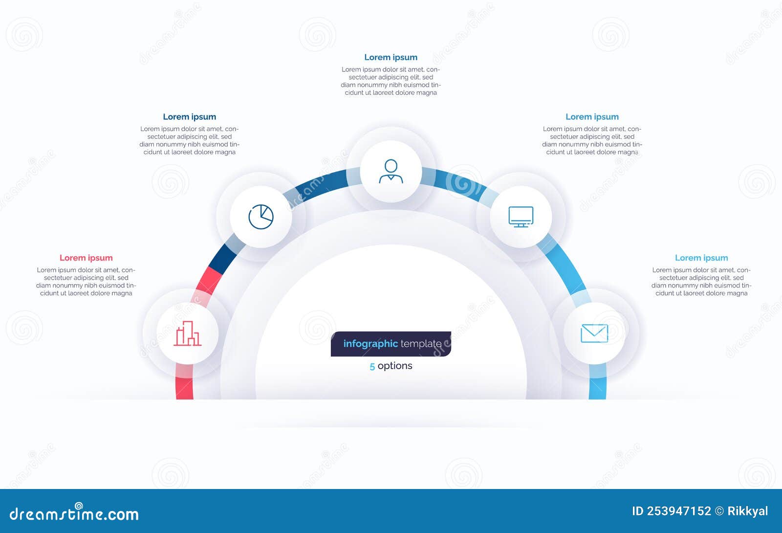 Five Option Circle Infographic Design Template. Vector Illustration ...