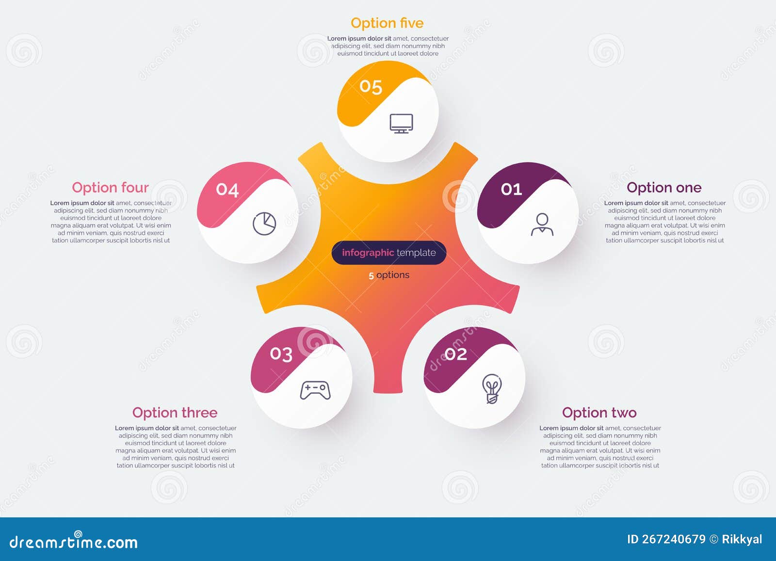 Five Option Circle Infographic Diagram. Vector Illustration Stock ...