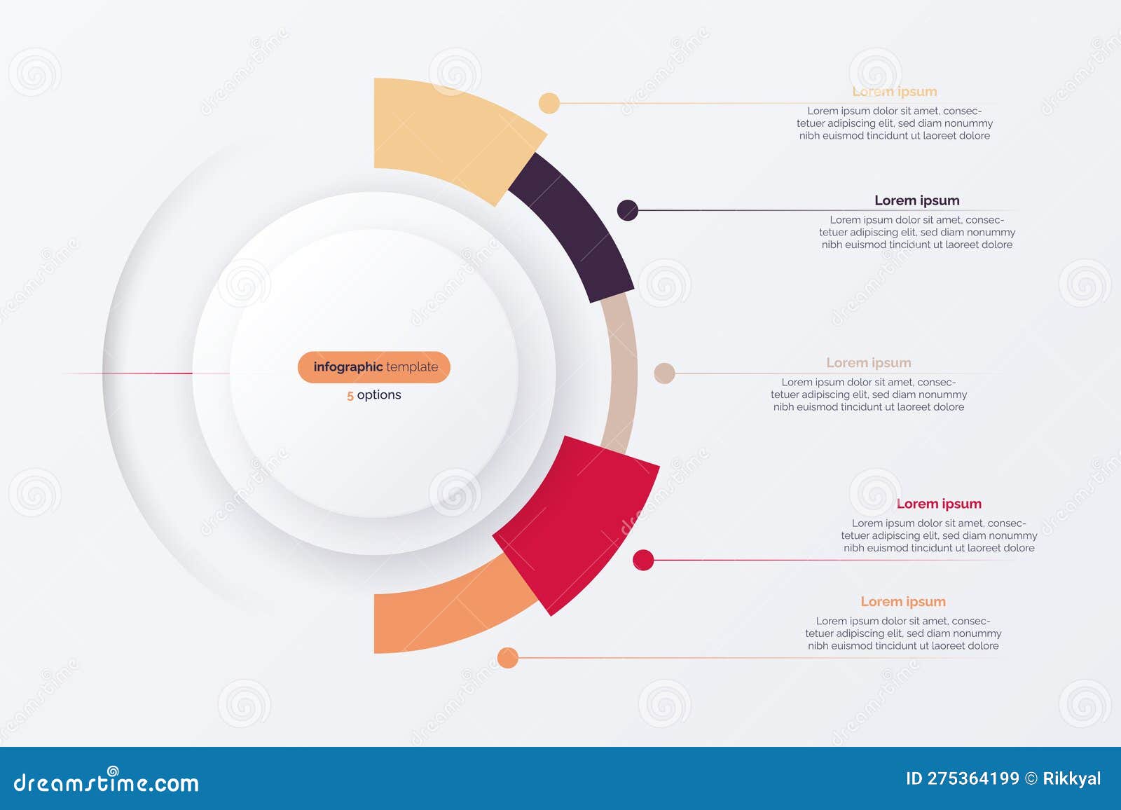 Five Option Circle Infographic Diagram. Vector Illustration Stock ...