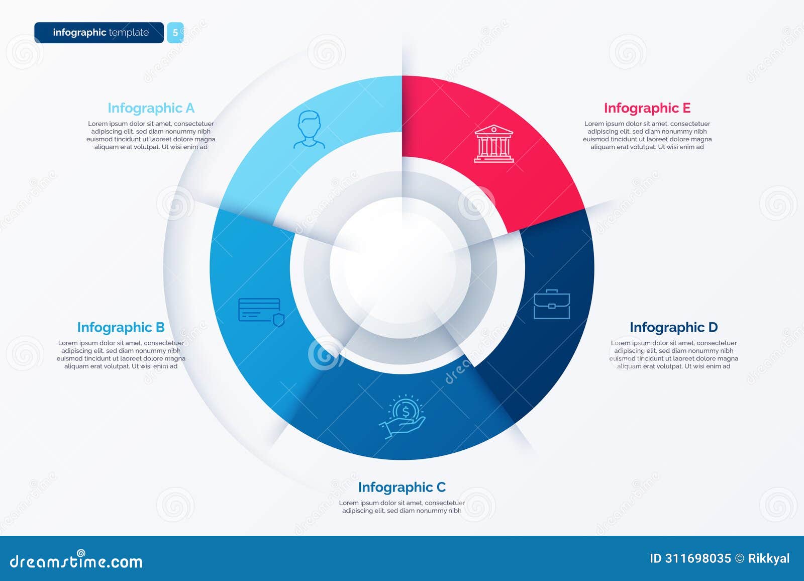 Five Option Cycle Infographic Chart. Vector Illustration Stock Vector ...