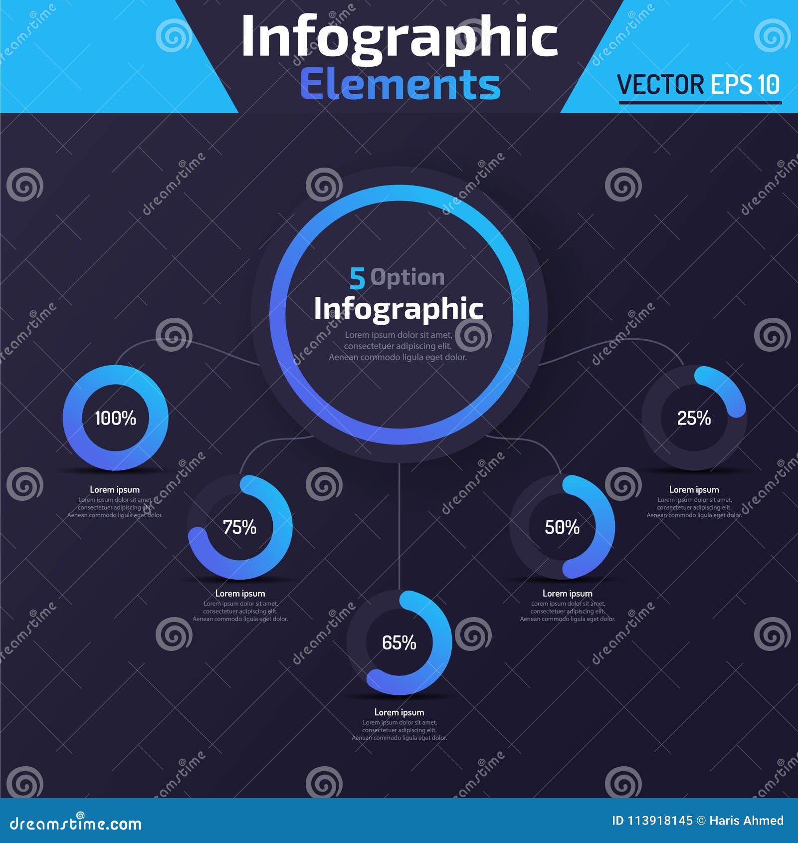 Five Option Pie Graph Infographic Element Design Concept Template Stock ... Five Option Pie Graph Infographic Element Design Concept Template Stock ...