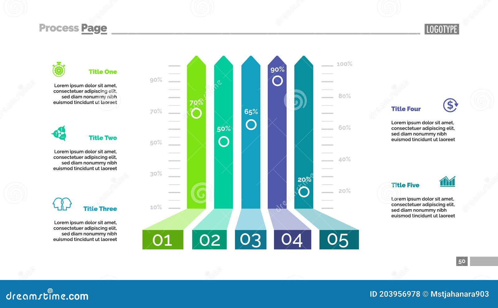 Five Options Bar Chart Template for Presentation Stock Vector ...