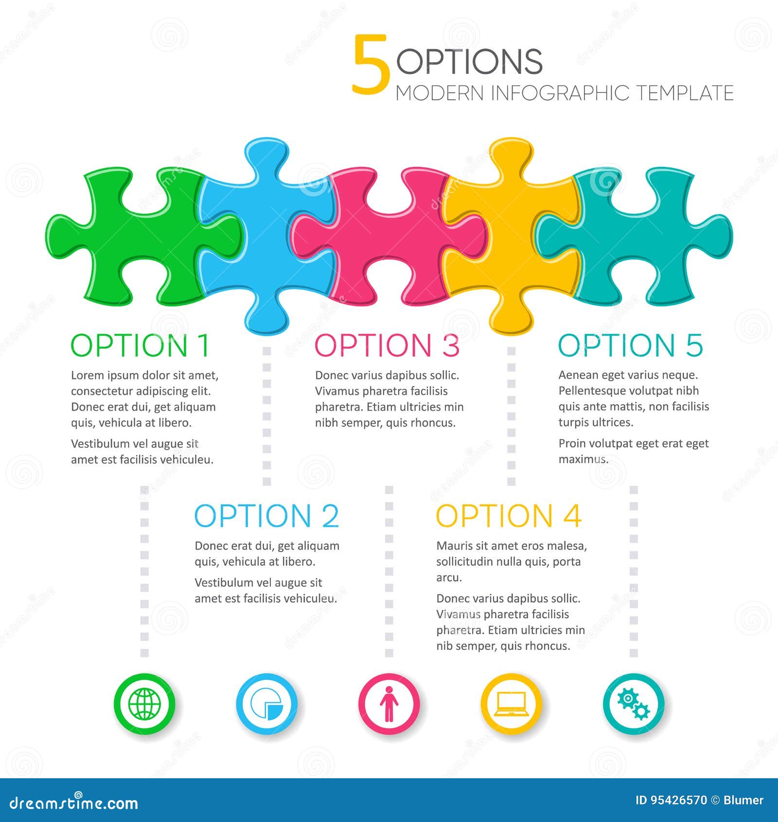 Five Options Modern Infographic Template Stock Vector - Illustration of ...