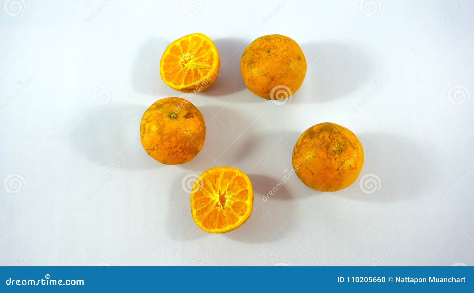 Five Oranges on White Background Stock Photo - Image of refreshment ...