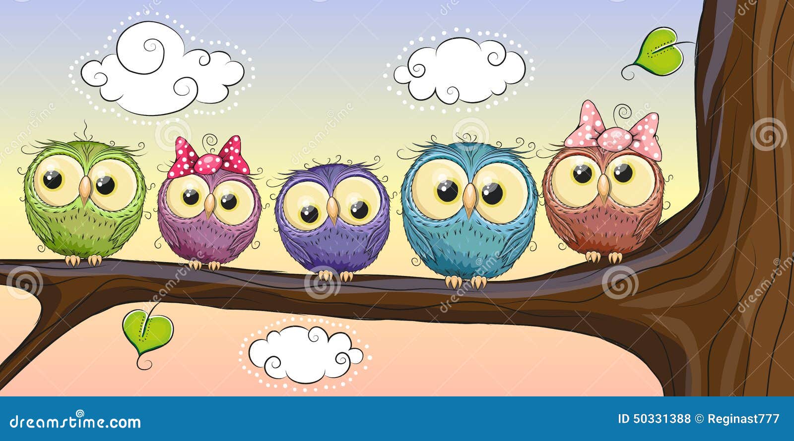 Five Owls stock vector. Illustration of cloud, nature - 50331388