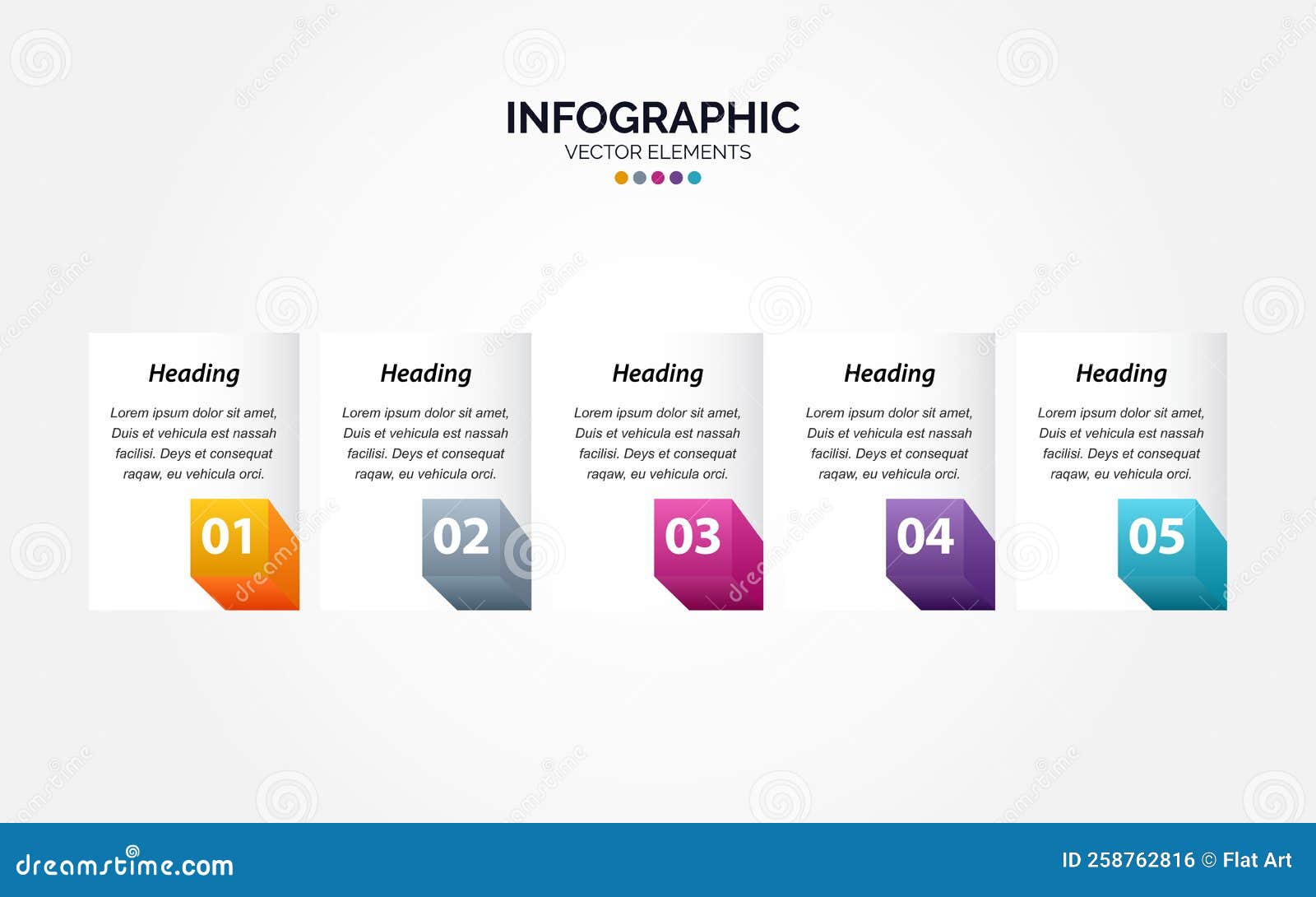 Five Paper White Overlapping Arrows Placed in Horizontal Row. Concept ...