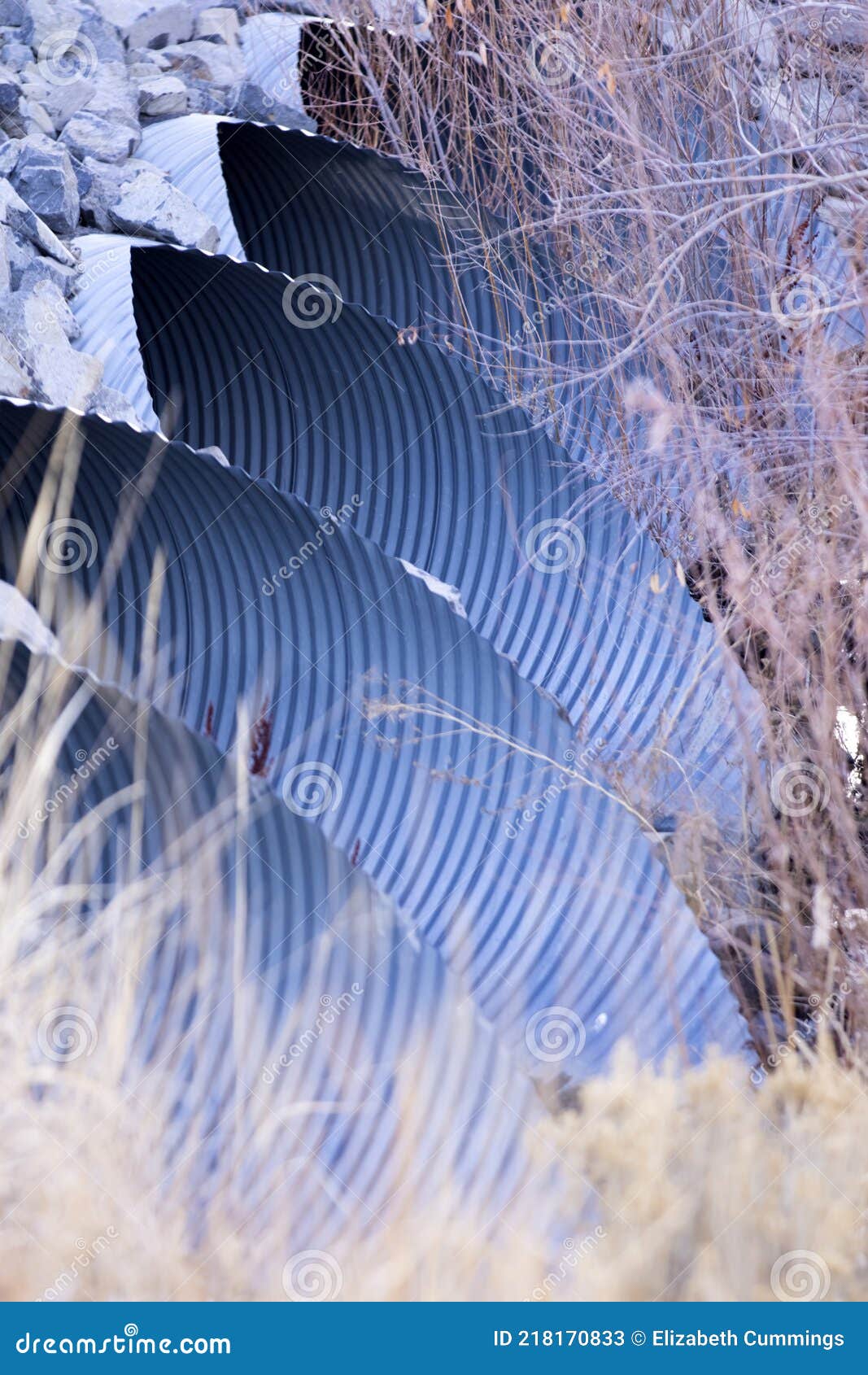 Five Parallel Pipes Lie in a Drainage Ditch Ready for Heavy Rain and ...