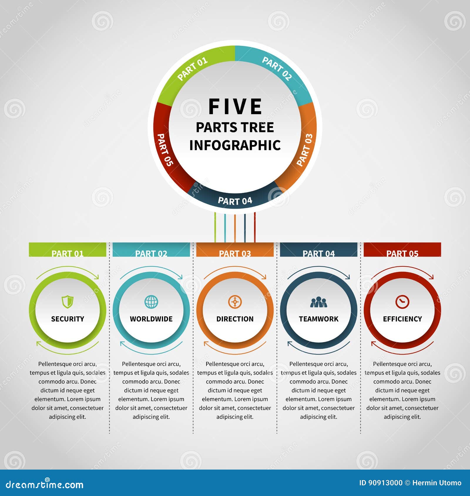 Five Parts Tree Infographic Stock Vector - Illustration of label ...