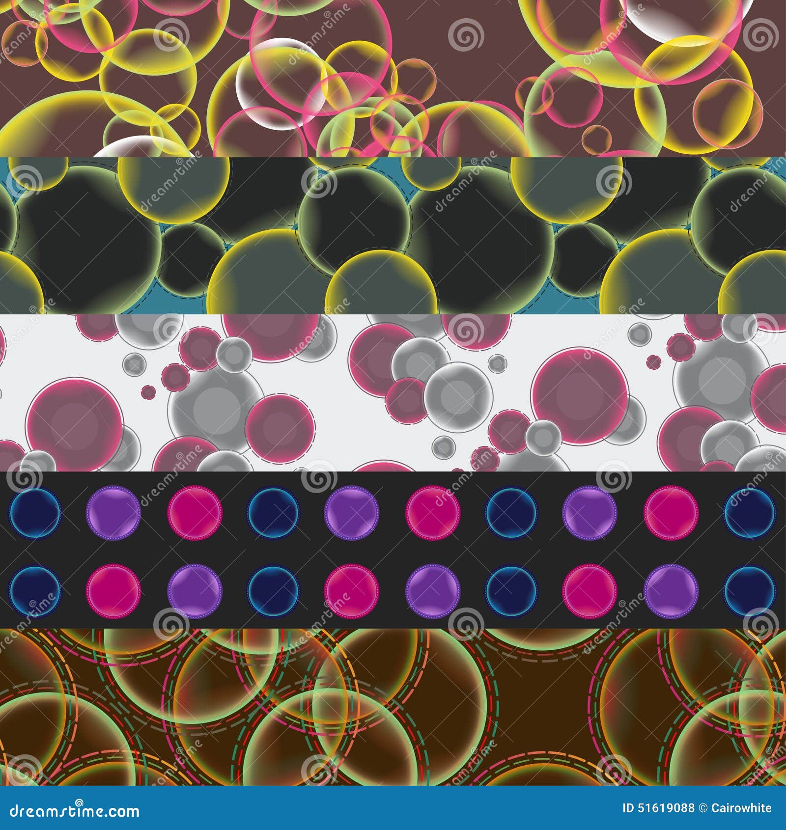 Set of Five Patterns - Bubbles Stock Vector - Illustration of patterns ...