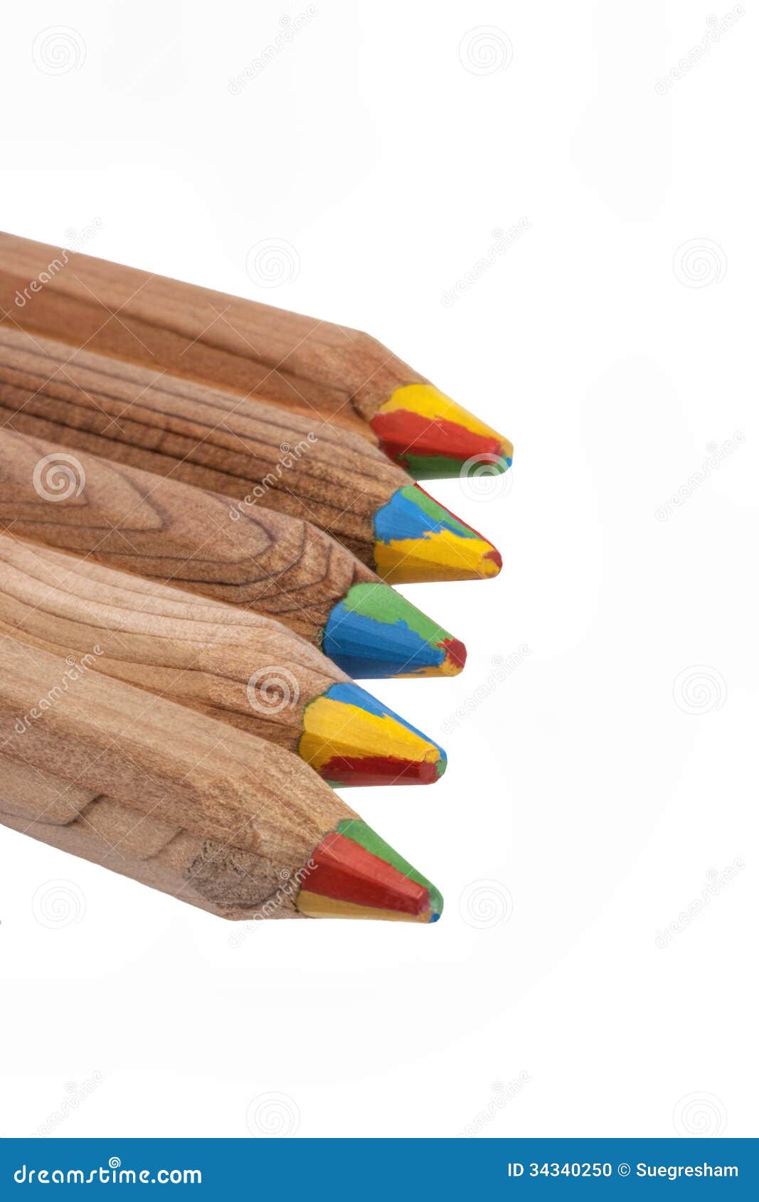 Five Pencils with Four Colors in Each Stock Photo - Image of crayon ...