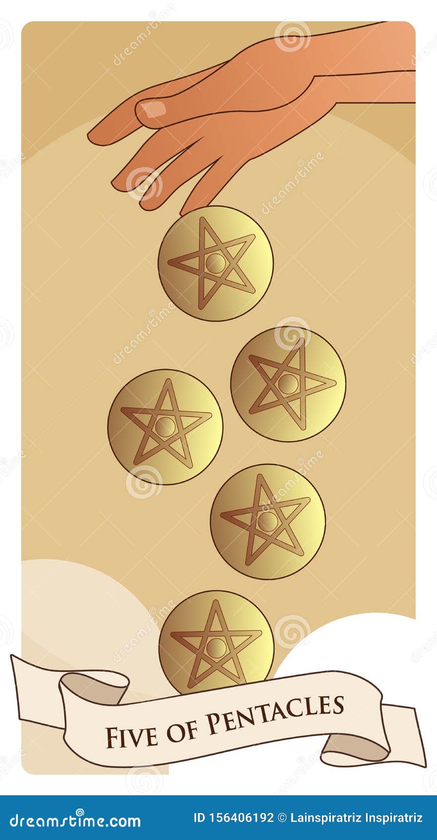 Five of Pentacles. Tarot Cards Stock Illustration - Illustration of ...