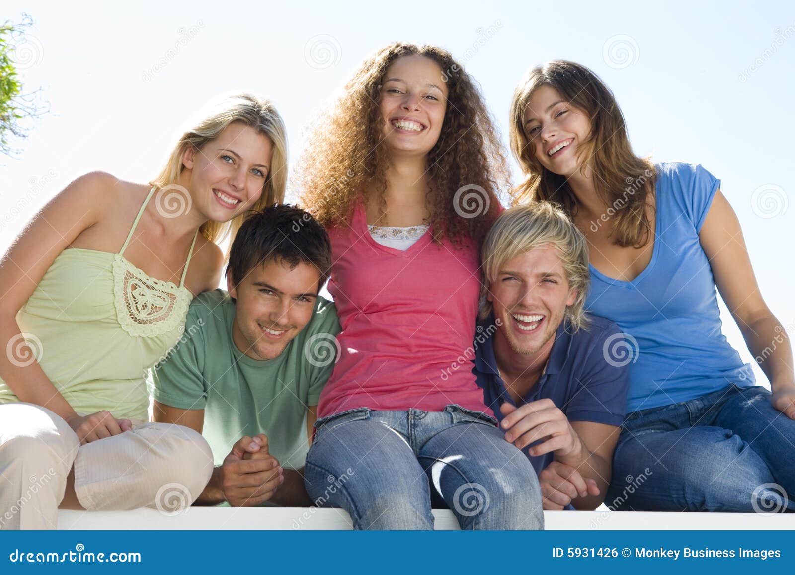 Five People on Balcony Smiling Stock Photo - Image of outside, looking ...
