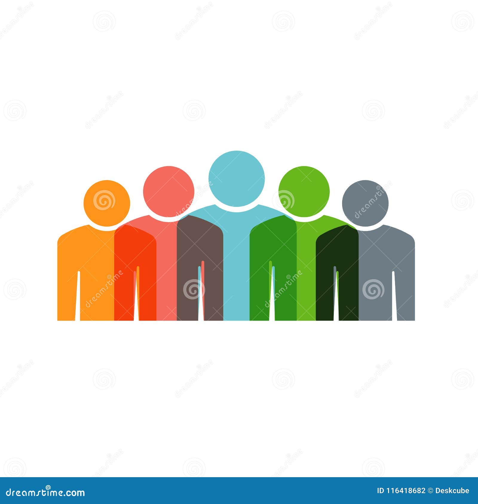 Five People Group Teamwork Vector Illustration Stock Vector ...