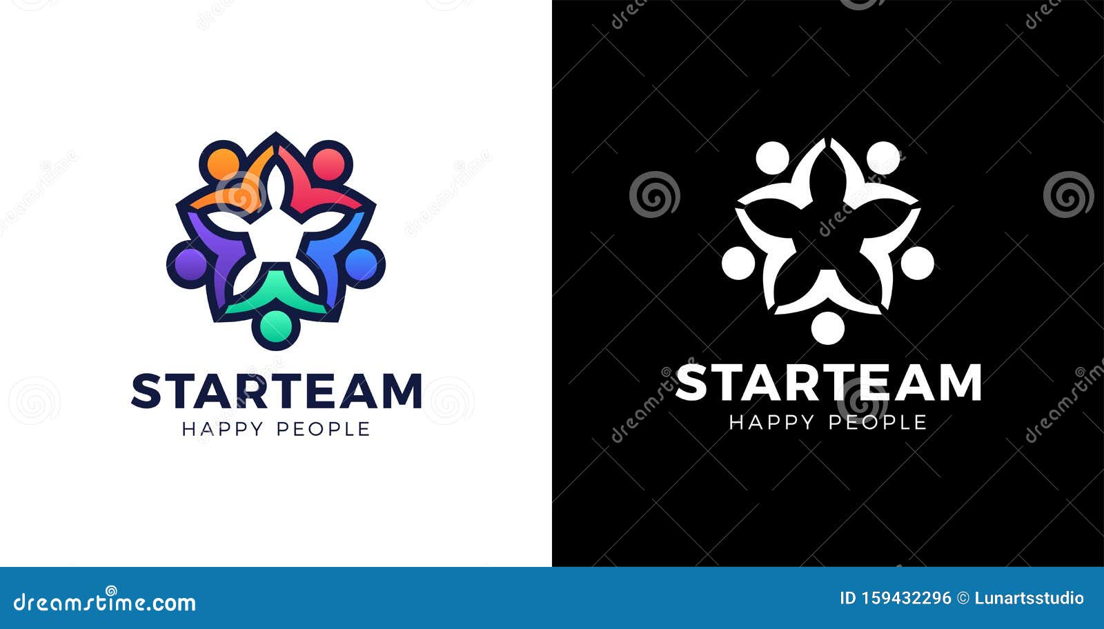 Five People Made Star Shape Logo Design Template. Teamwork People Group ...