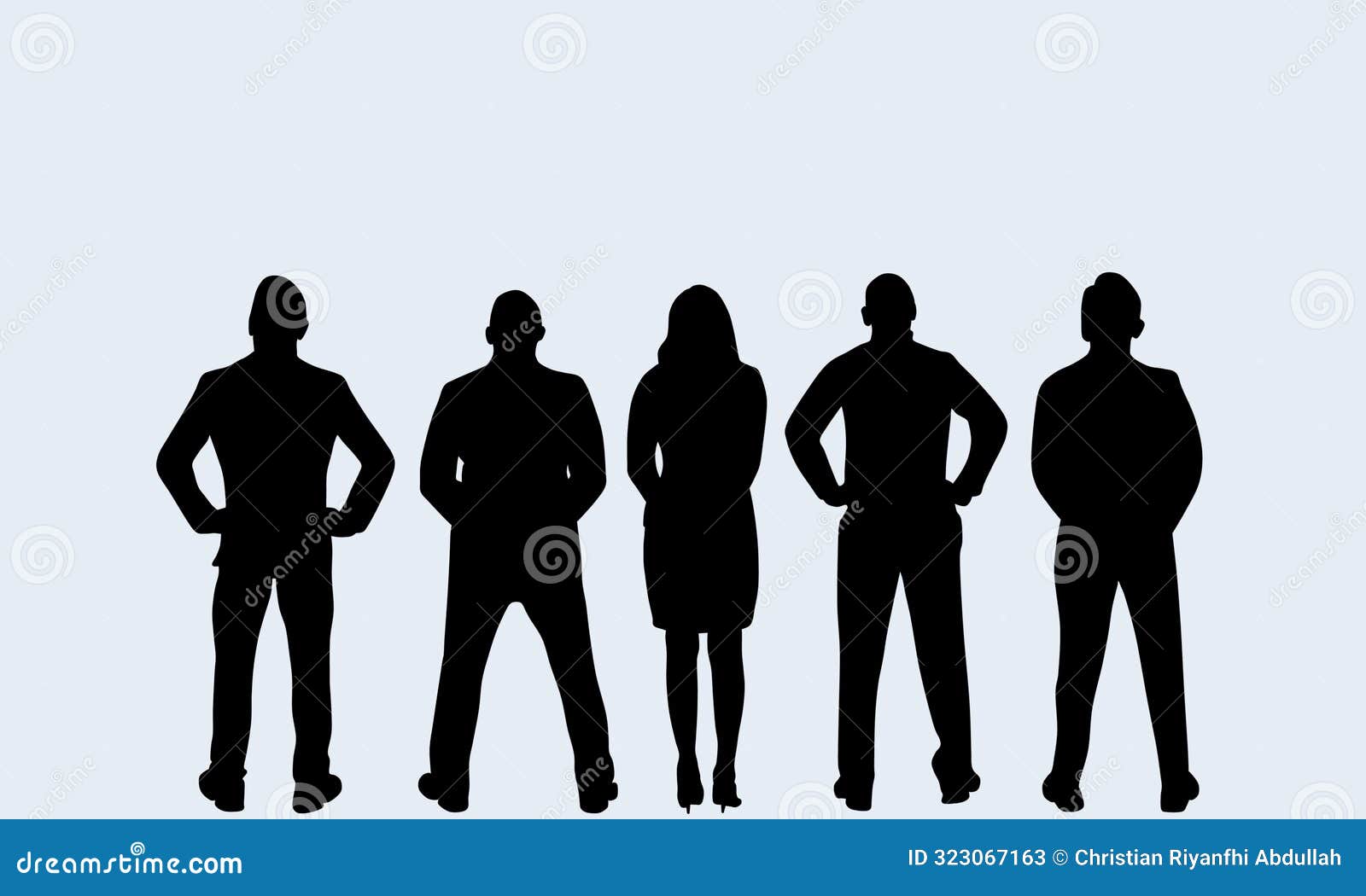 Five Confused Simple Human Figures Meeting Forming A Circle Royalty ...