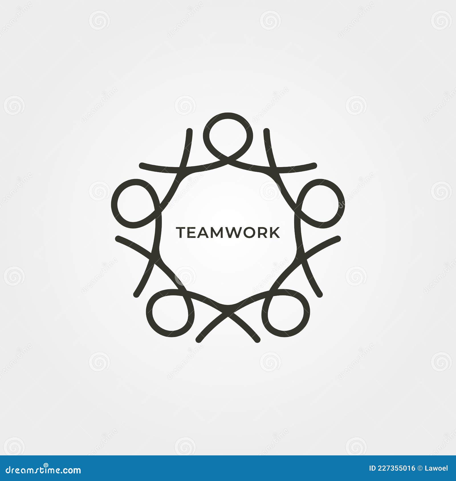 Five People Teamwork Logo Vector Line Art Symbol Illustration Design ...