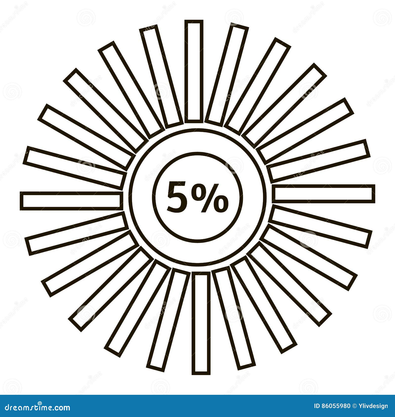 Five Percents Infographics, Outline Style Stock Vector - Illustration ...