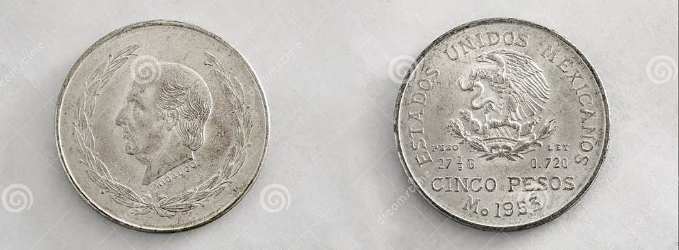 Five pesos stock photo. Image of reverse, circulated - 97228774