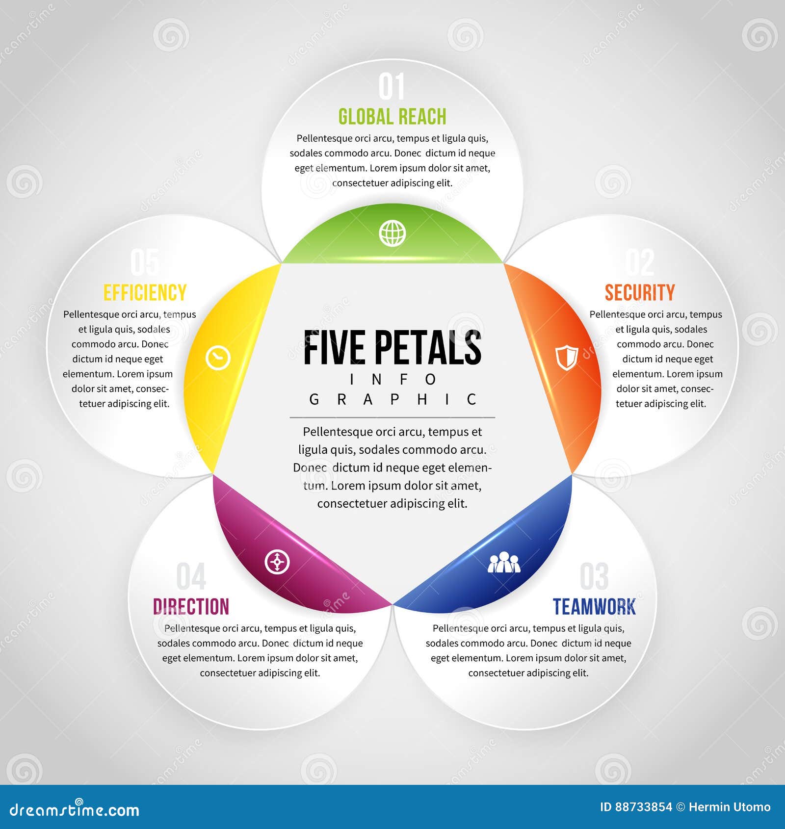 Five Petals Infographic stock vector. Illustration of concept - 88733854
