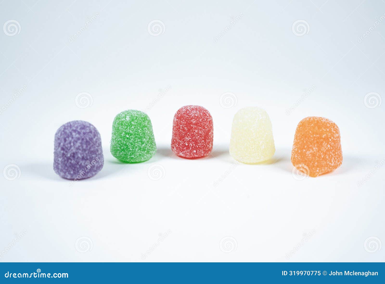 Five Pieces of Colorful Gum Drops Candy on a White Background Stock ...