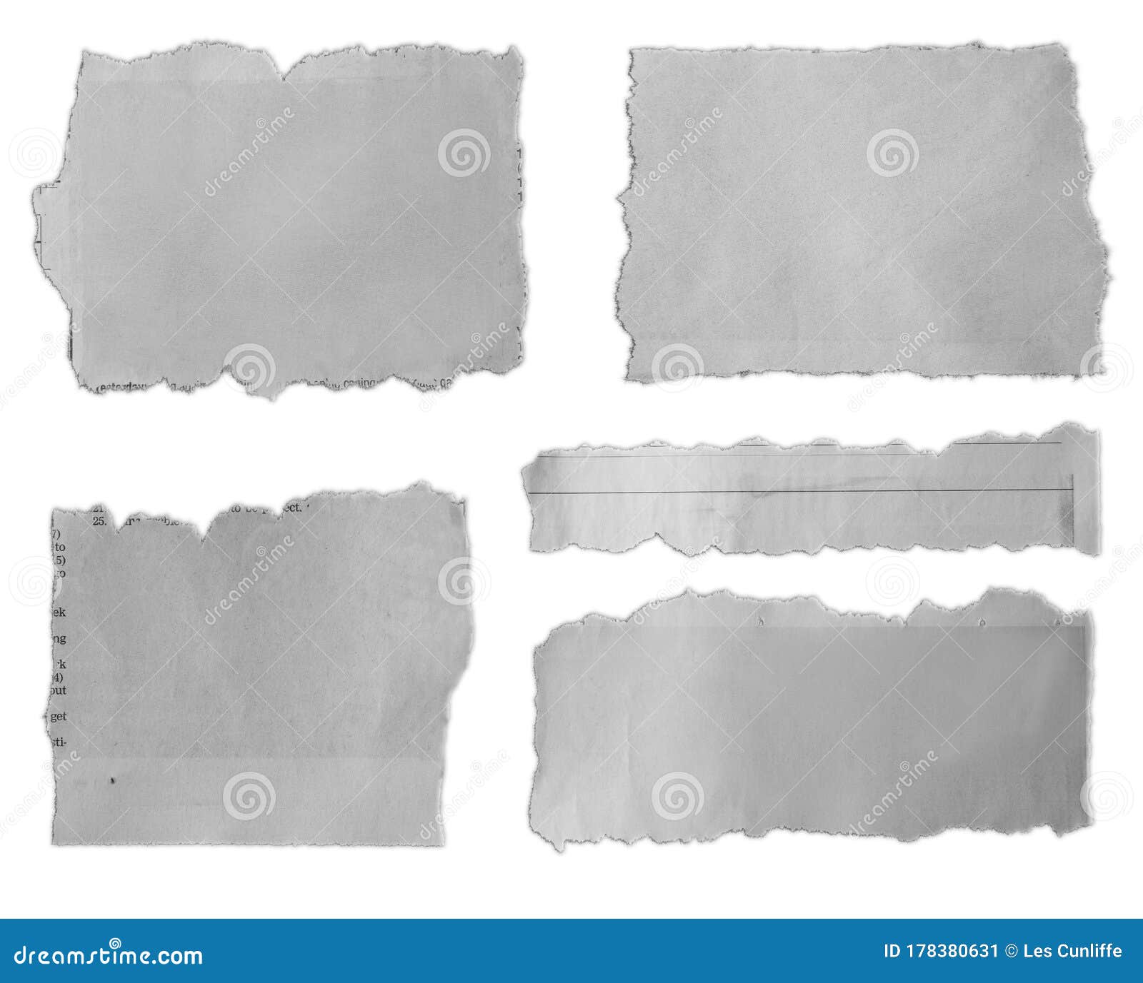 Torn pieces of paper stock image. Image of note, isolated - 178380631