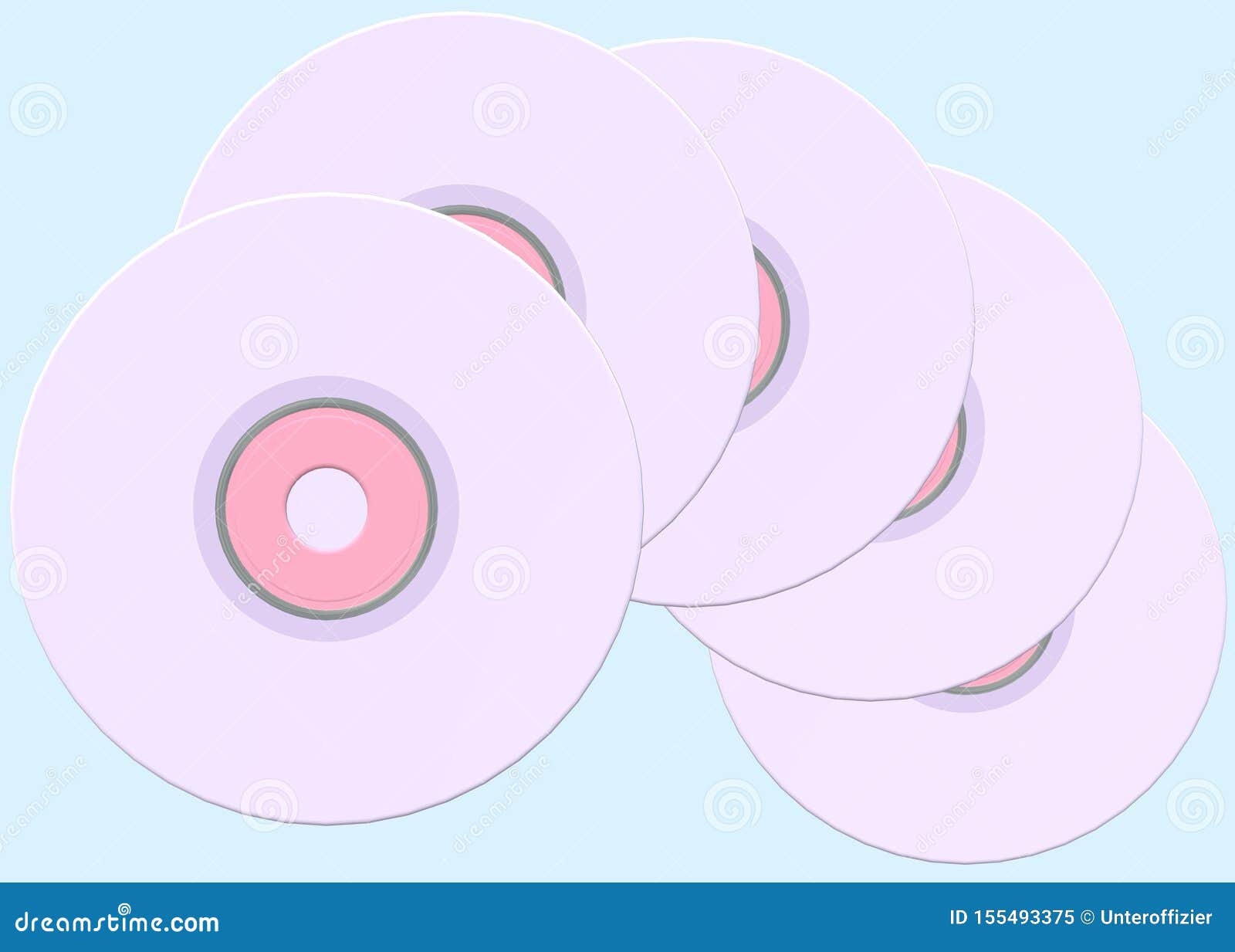 Five Pink Compact Disc Media Against a Light Blue Backdrop Stock ...