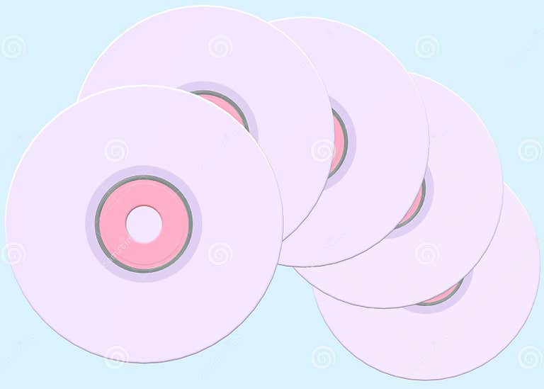 Five Pink Compact Disc Media Against a Light Blue Backdrop Stock ...