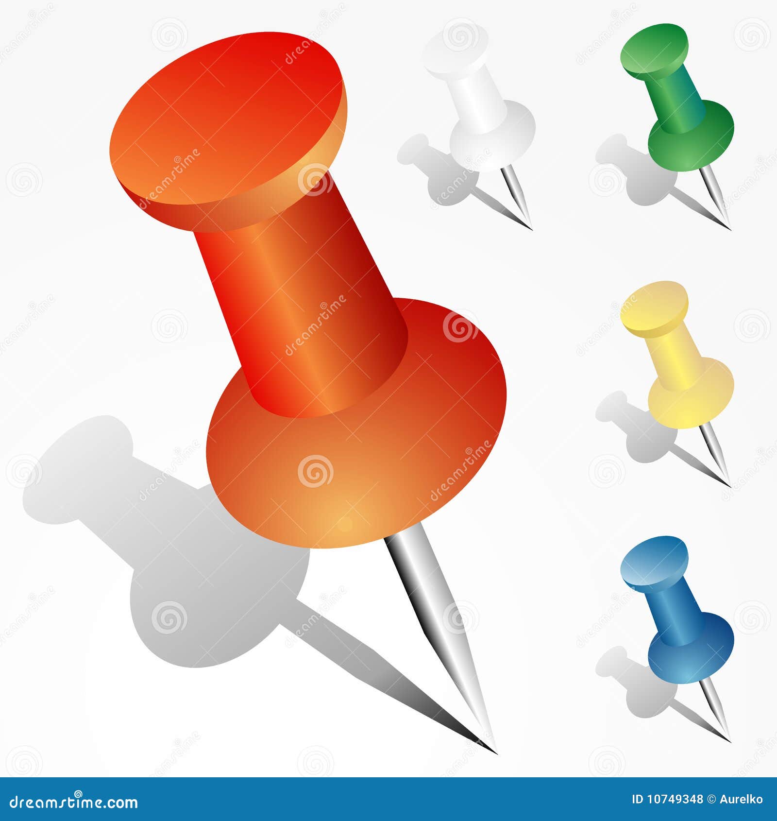 Five pins stock vector. Illustration of pinboard, stationary - 10749348