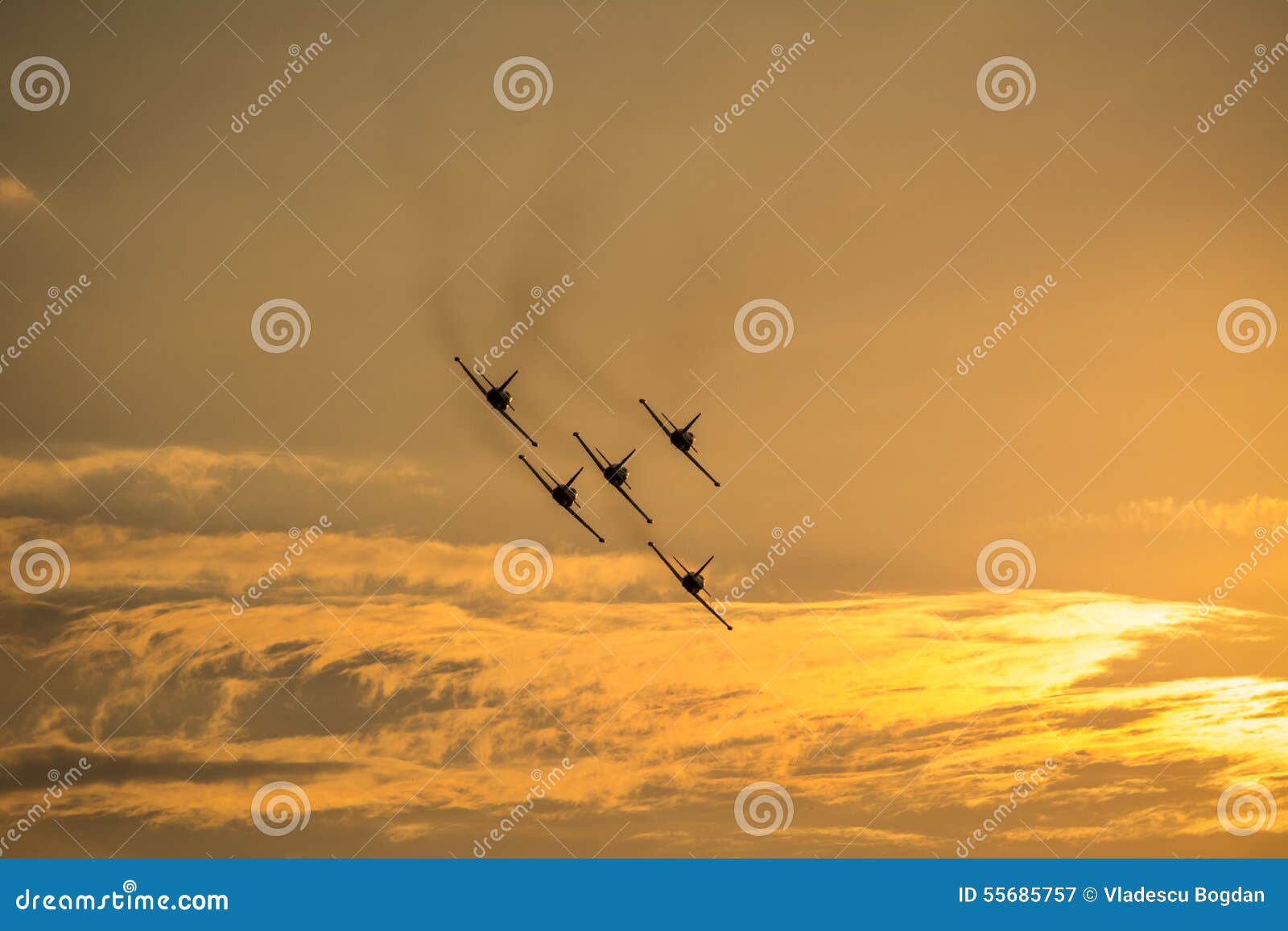 Five Planes Flying at Sunset Stock Image - Image of five, flight: 55685757