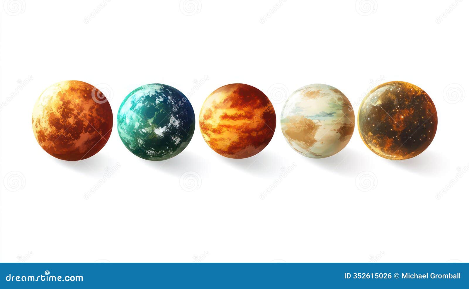Five Planets Isolated on White Created with Generative AI. Different ...