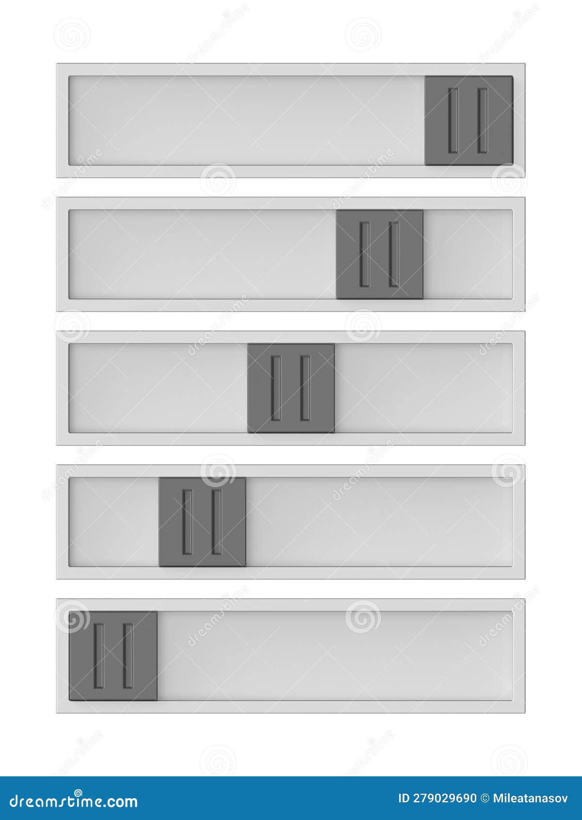 Five Plastic Slider Buttons Stock Photo - Illustration of graphic ...