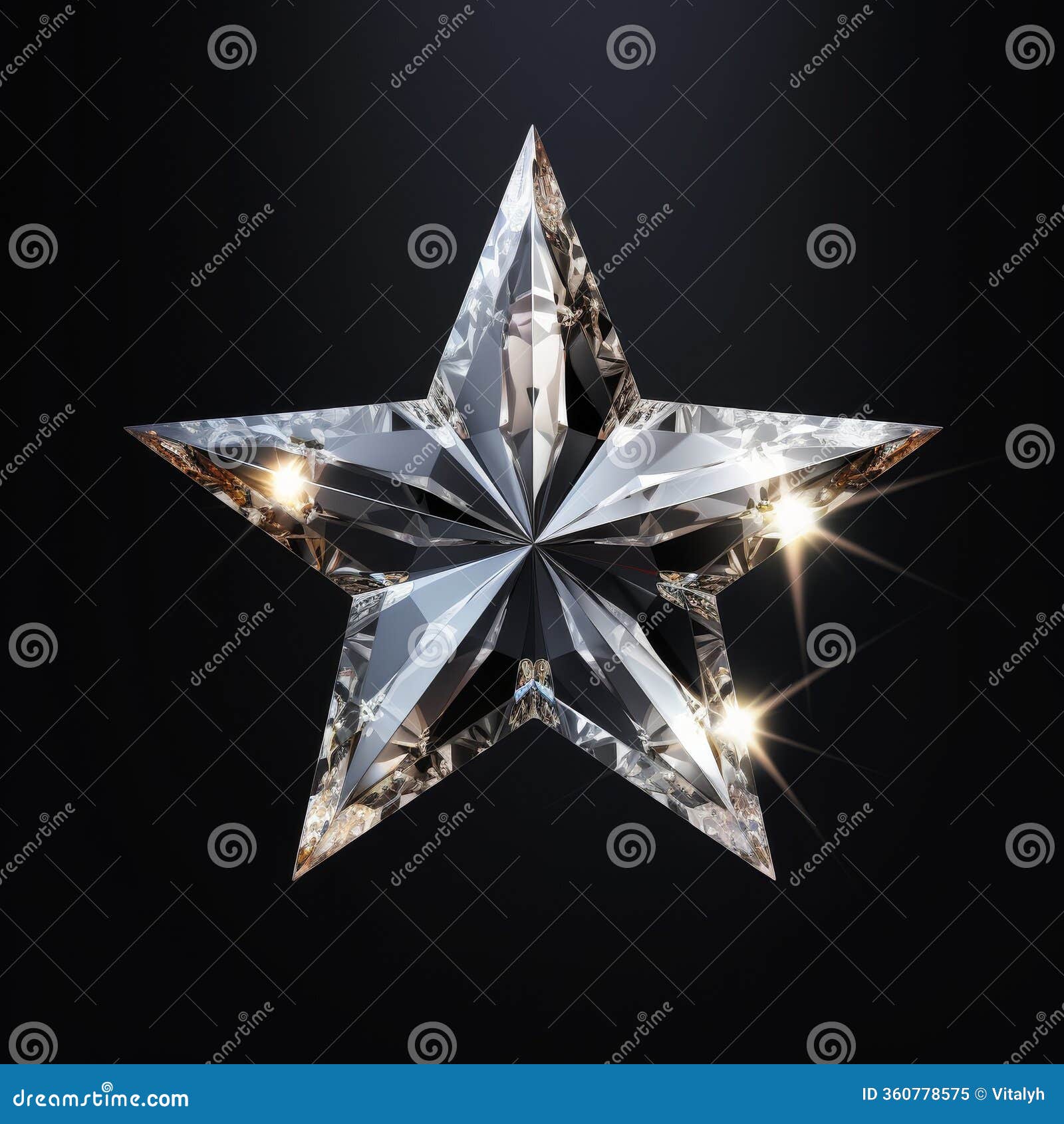 Five-pointed Diamond Star on a Black Background. Stock Image - Image of ...