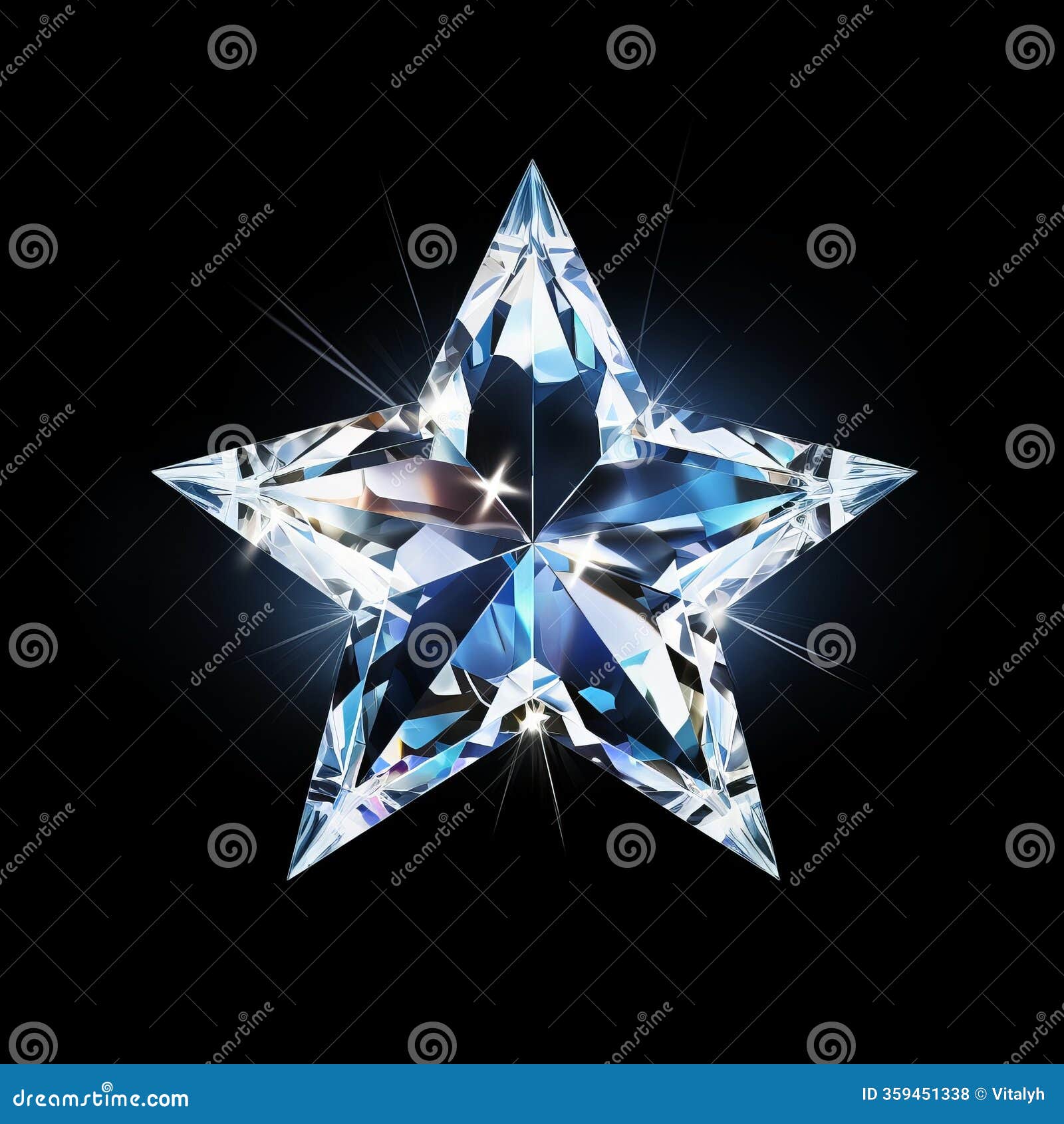 Five-pointed Diamond Star on a Black Background. Stock Photo - Image of ...