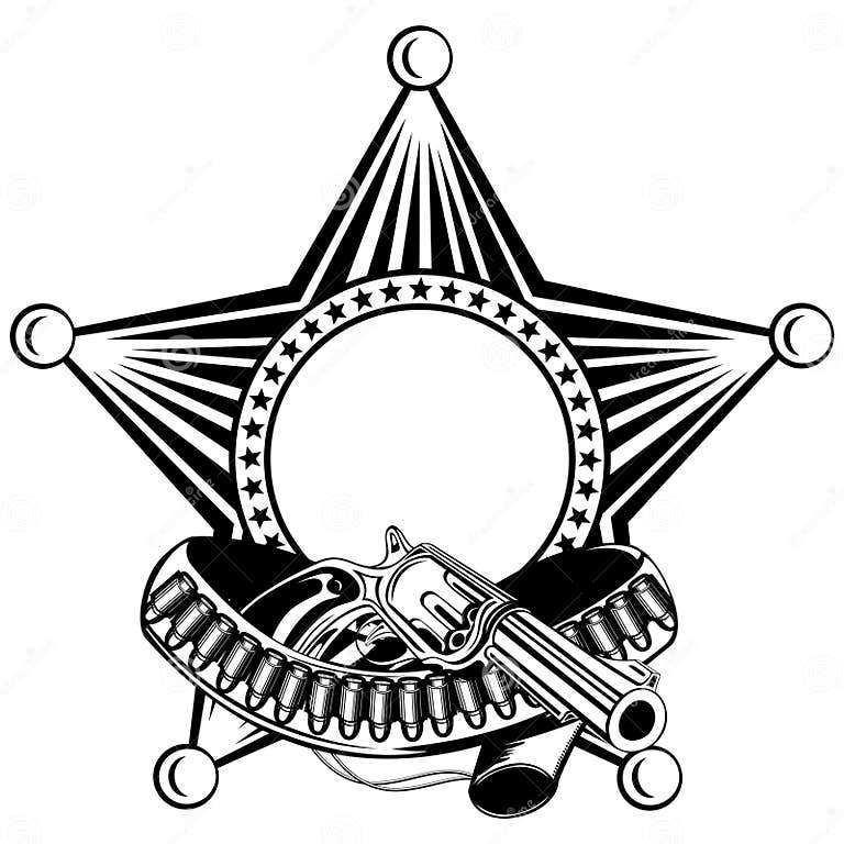 Five Pointed Sheriffs Star Revolver Stock Vector - Illustration of ...