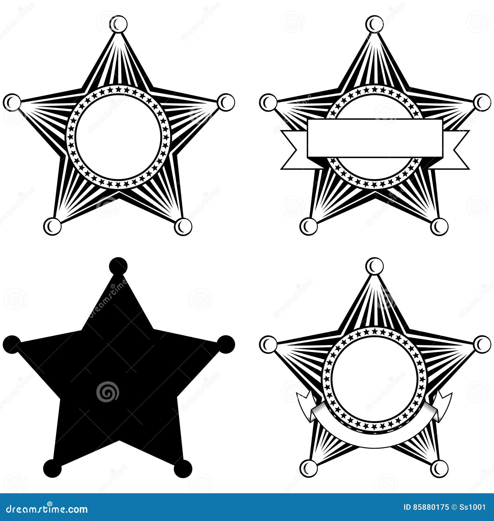 Five Pointed Sheriffs Star Set Stock Vector - Illustration of ribbon ...
