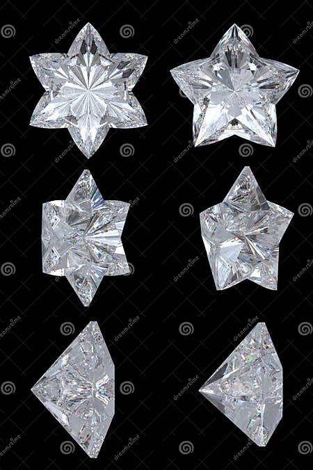 Five Pointed, Six Point Diamond Stars Stock Illustration - Illustration ...